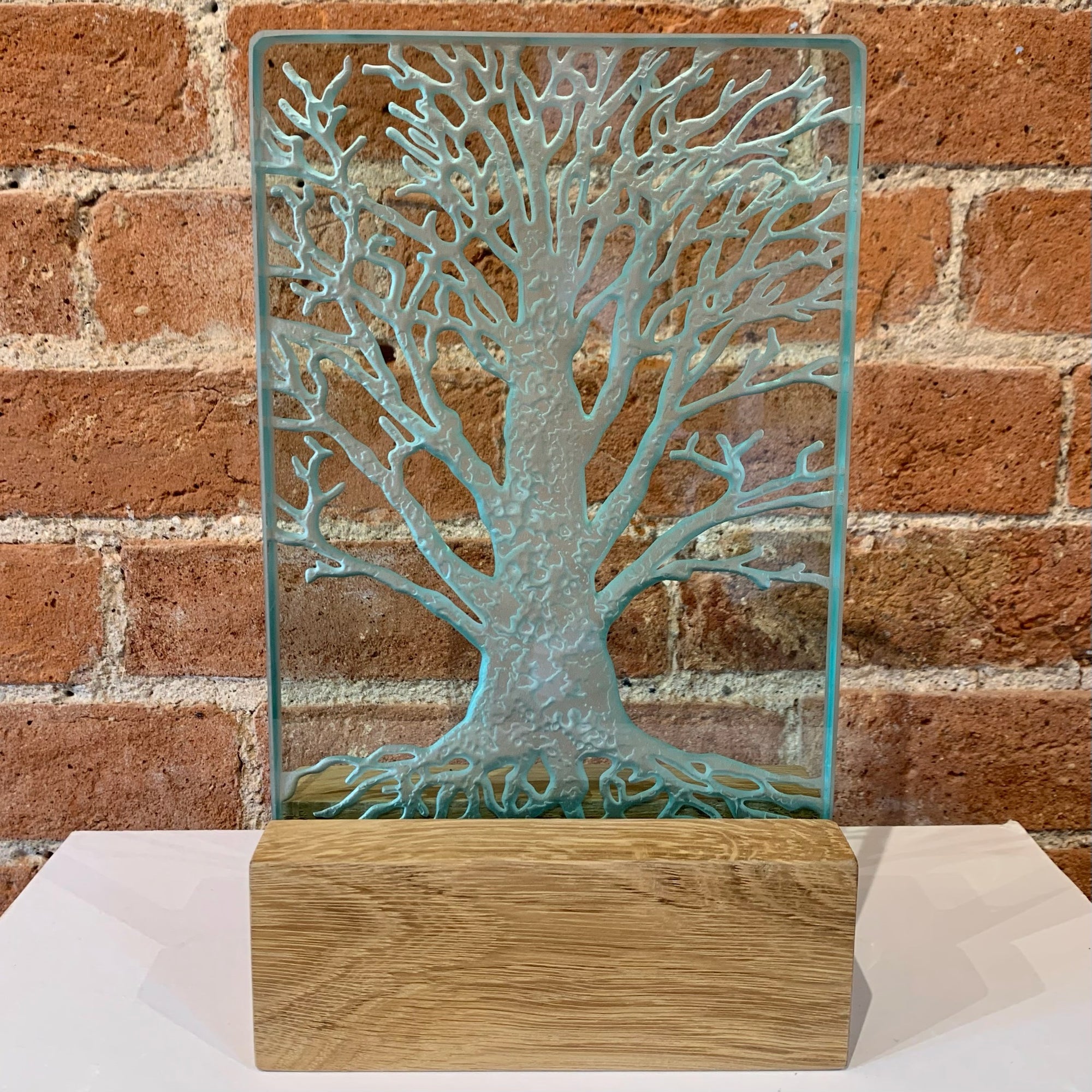 Light up etched tree sculpture on wood| Ceramics & Glass | Ferrers Gallery